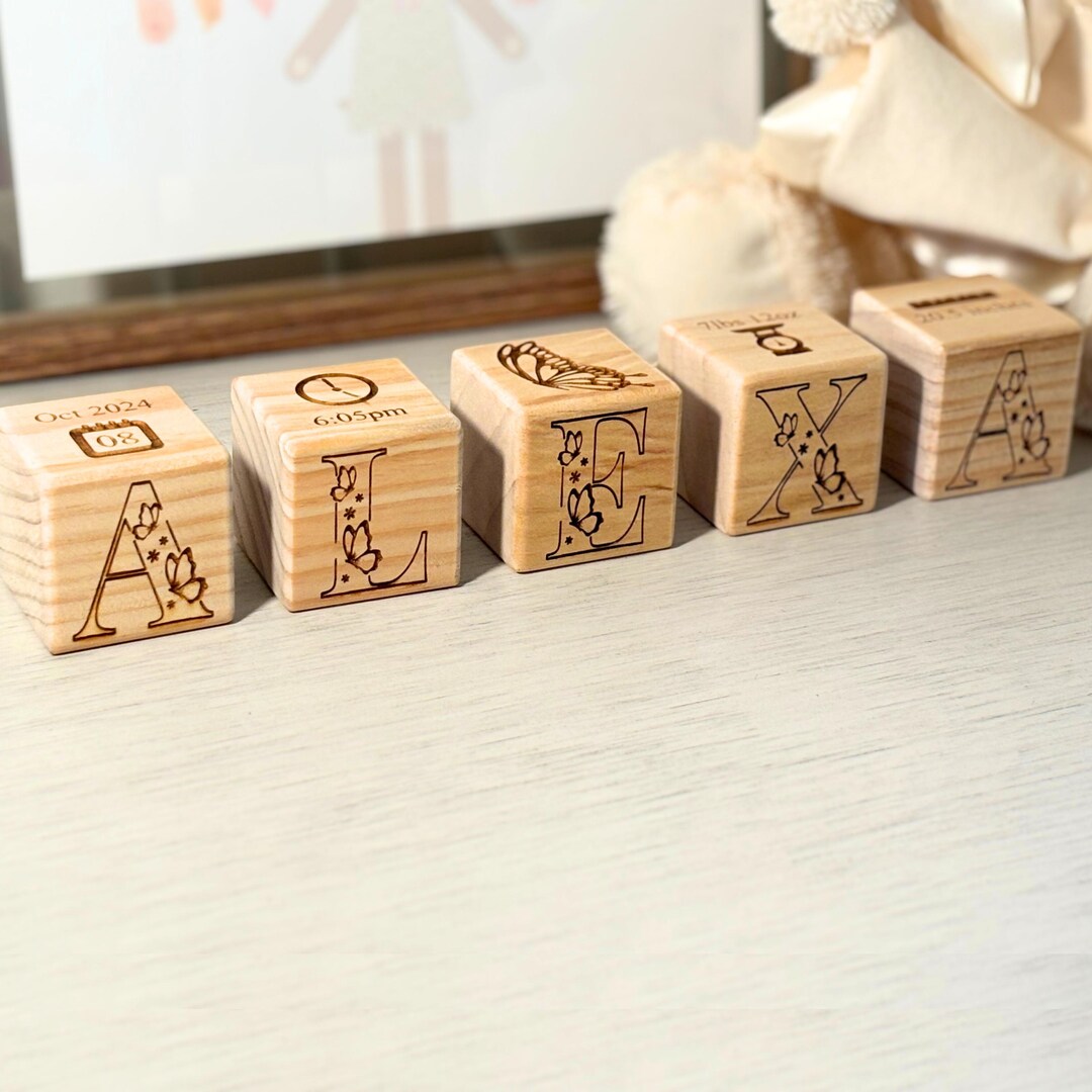 Baby Block Girl Nursery Decor Personalized Baby Block Keepsake Gift for ...
