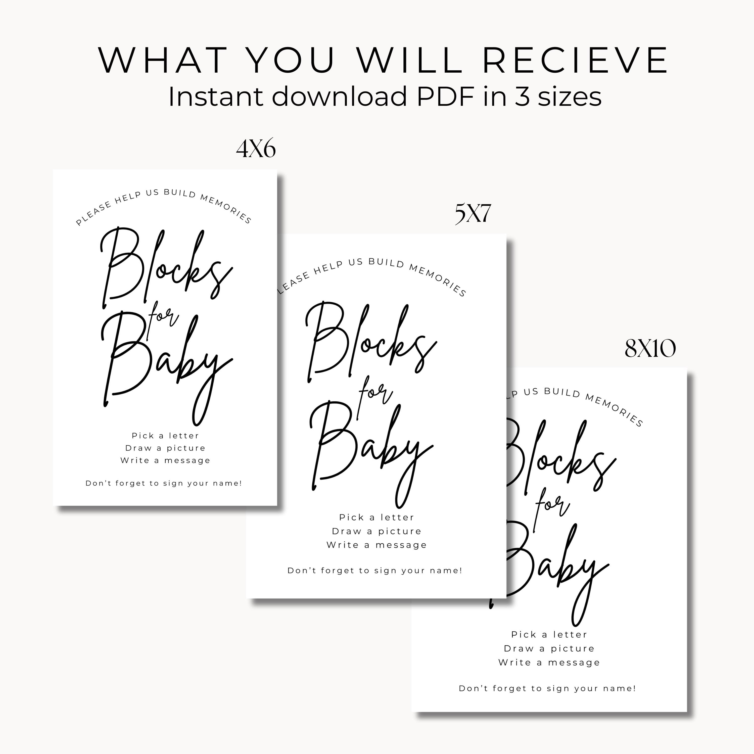 Decorate a Block Baby Shower Sign, Baby Shower Blocks Activity ...