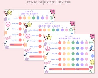 Editable Rewards Chart L Retro 90's Boy Rewards Charts L Chore Chart L ...