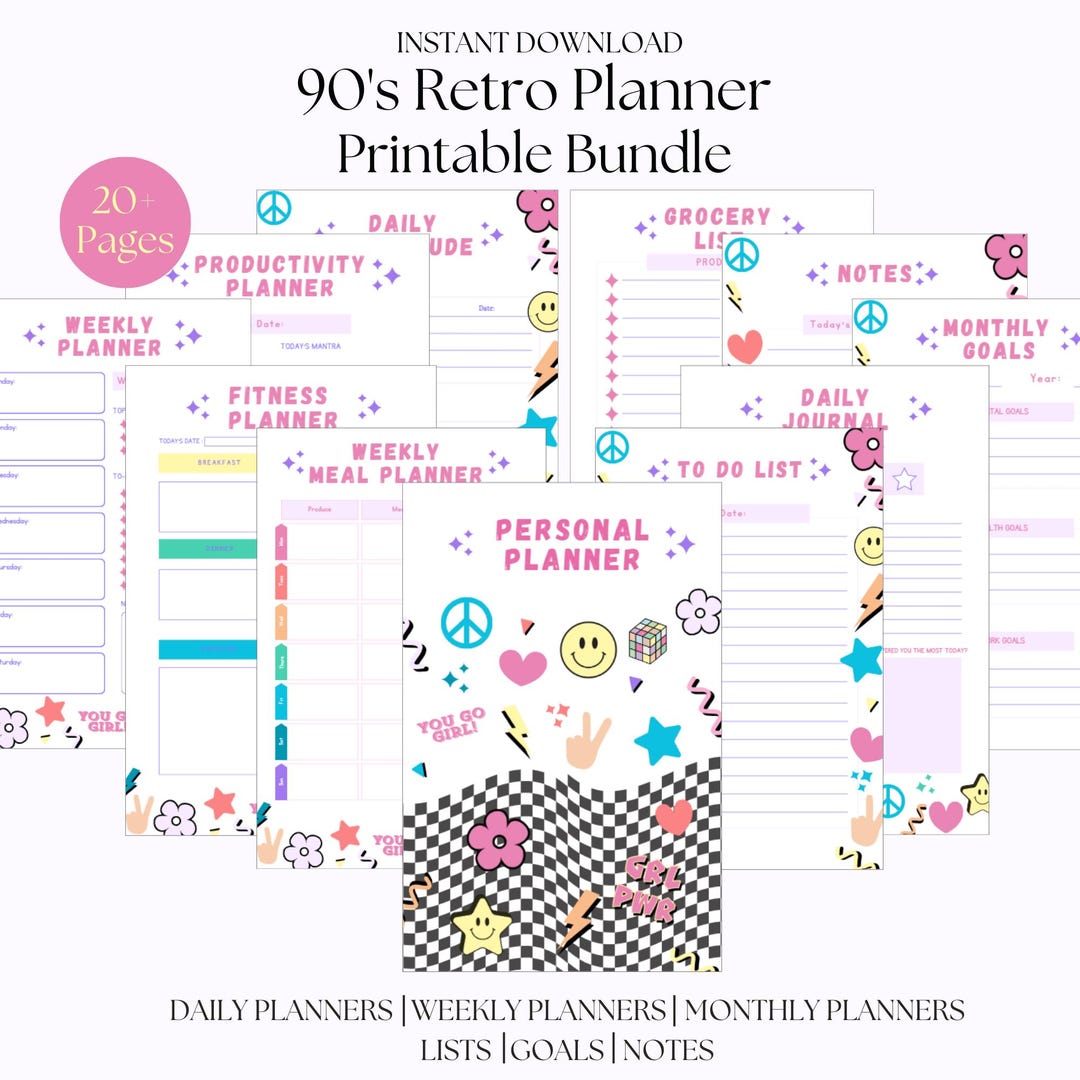 Personal Planner Bundle L 90s Retro Personal Planners L Daily/weekly ...