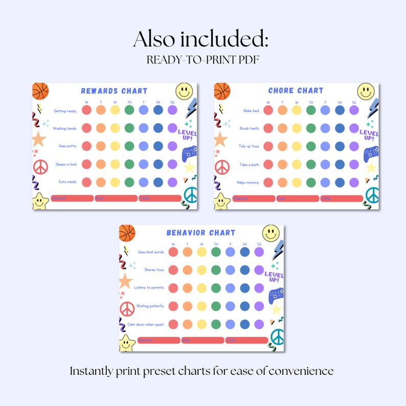 Editable Rewards Chart L Retro 90's Boy Rewards Charts L Chore Chart L ...