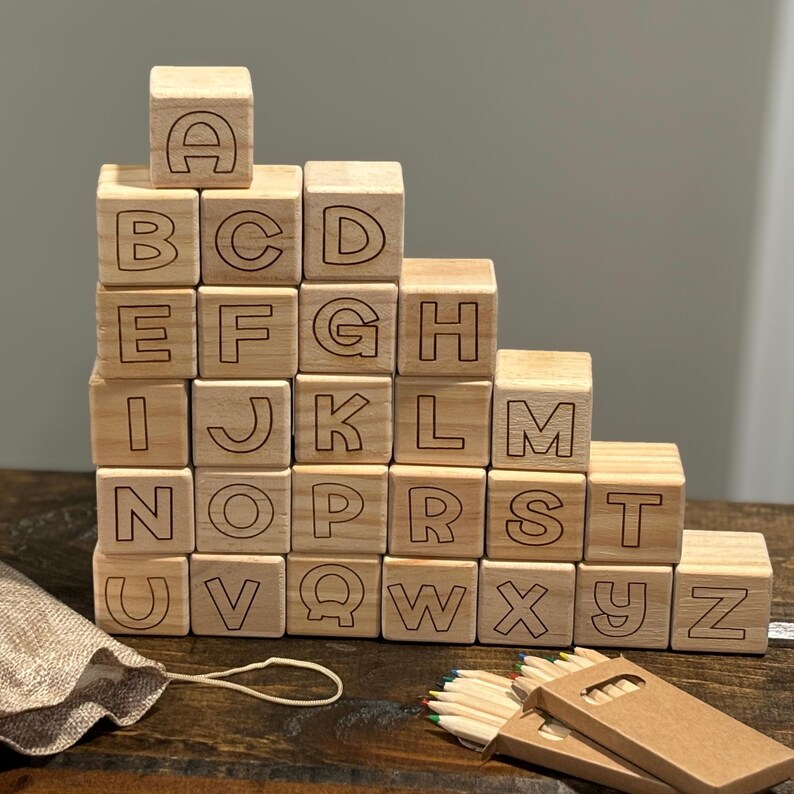 Coloring Activity ABC Blocks Birthday Gift for Kids Alphabet Decorating ...