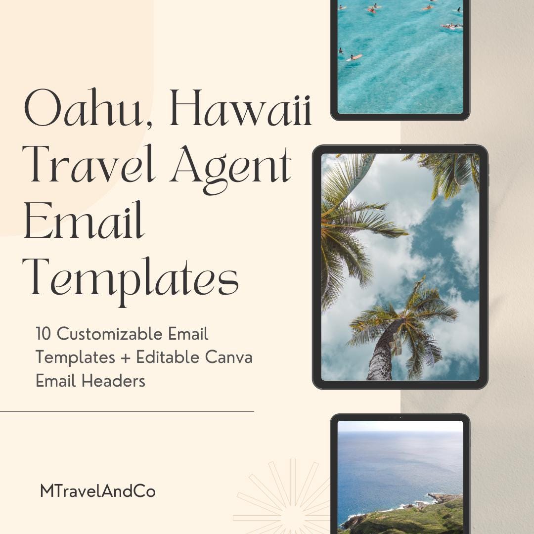 Oahu, Hawaii Travel Agent Done for You Email Templates With Canva Email ...