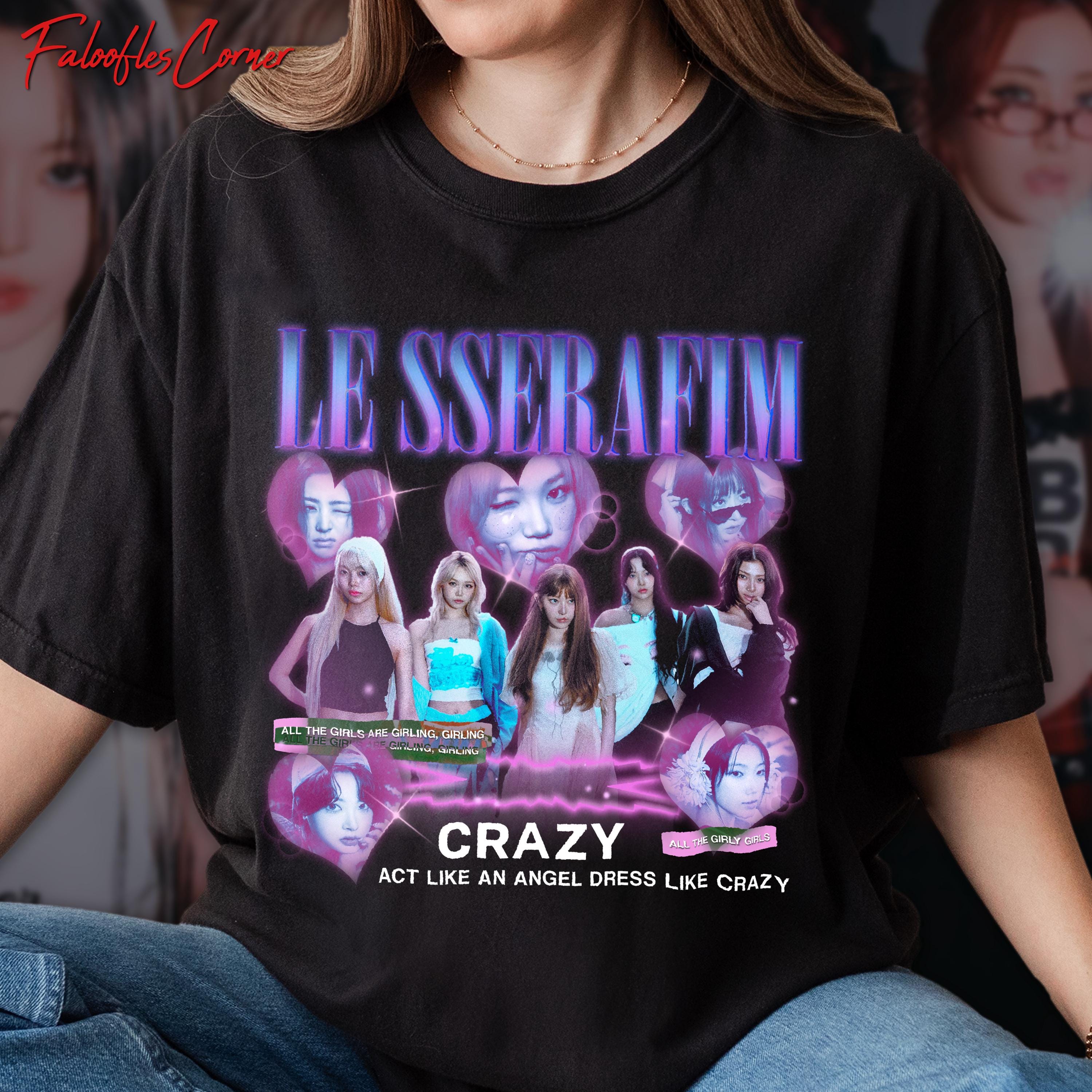 LE SSERAFIM T-shirt CRAZY 4th Mini Album K-pop Graphic Tee Chaewon ...