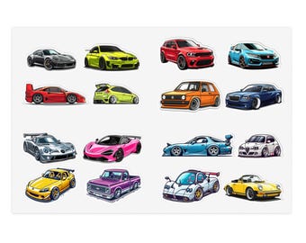 Classic Car Sticker Sheets, Automotive Theme Sticker Pack - Etsy