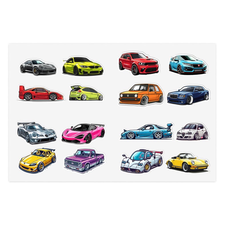Car Sticker Sheets, Automotive Theme Sticker Pack - Etsy