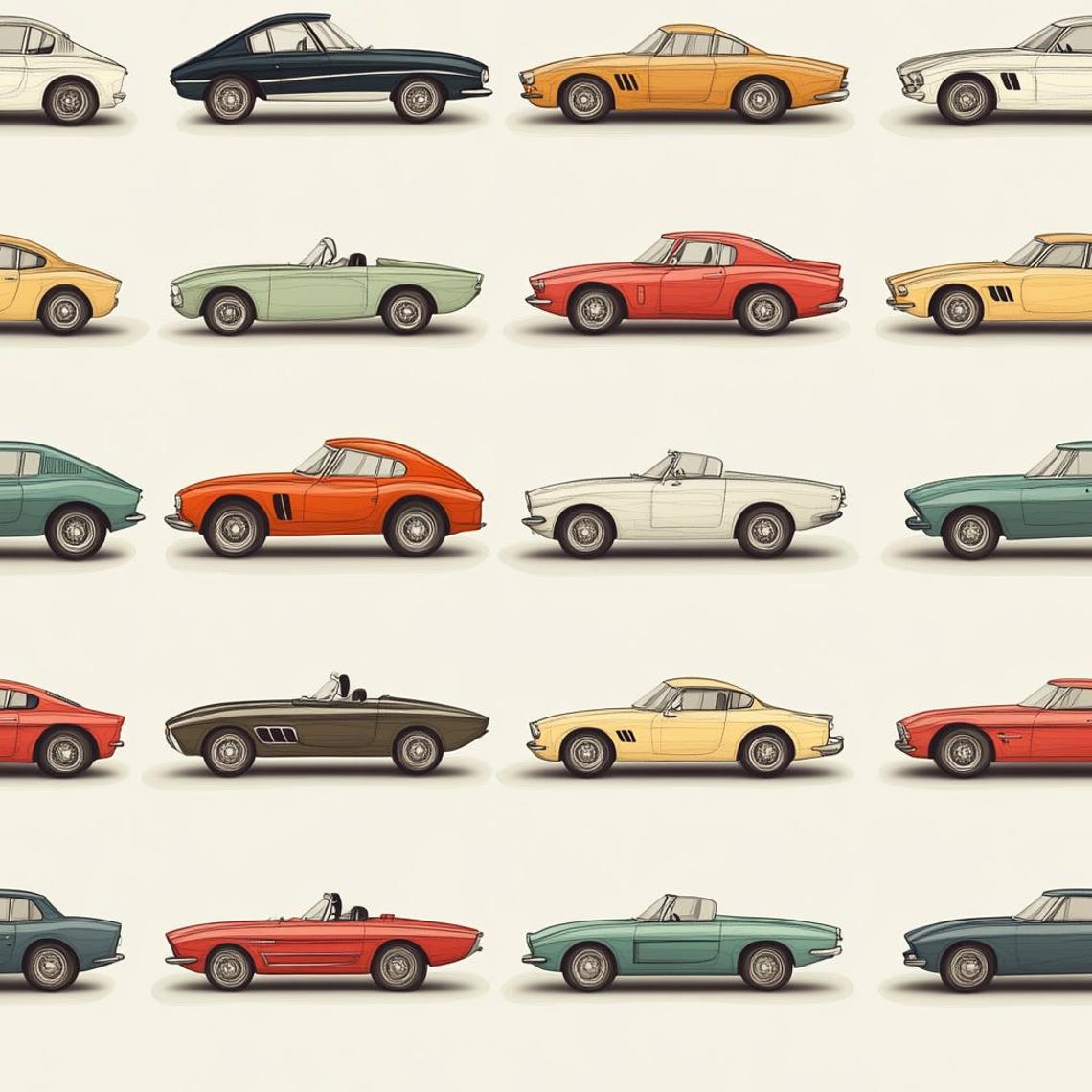 Vintage Sports Cars Wrapping Paper - Classic Car Gift Wrap, Retro Auto ...