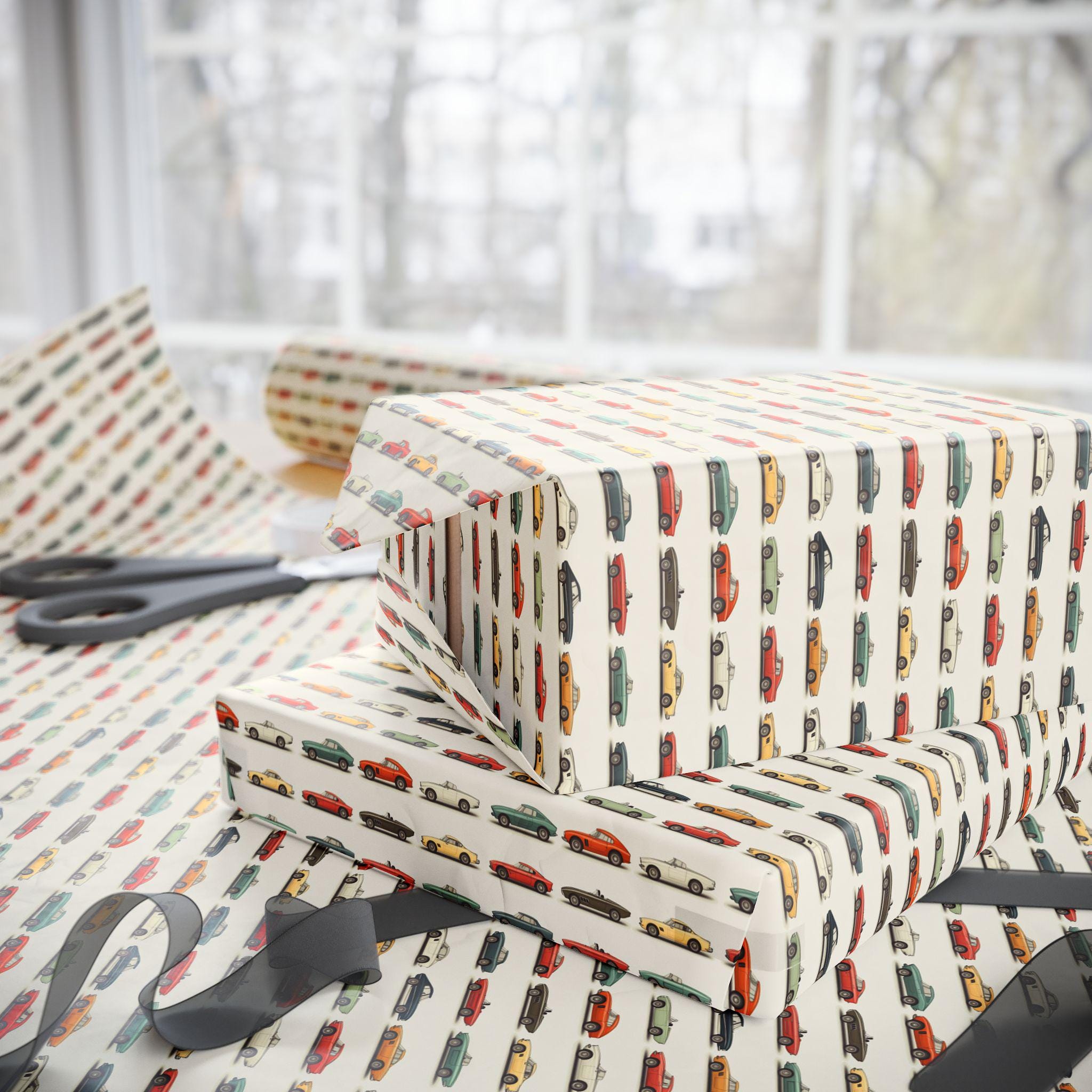 Vintage Sports Cars Wrapping Paper - Classic Car Gift Wrap, Retro Auto ...
