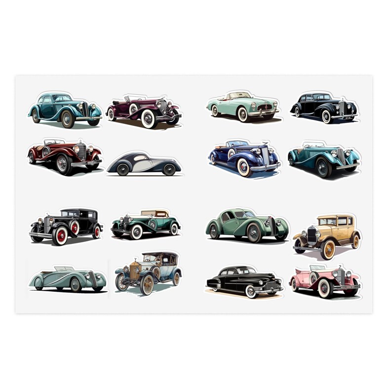 Classic Car Sticker Sheets, Automotive Theme Sticker Pack - Etsy