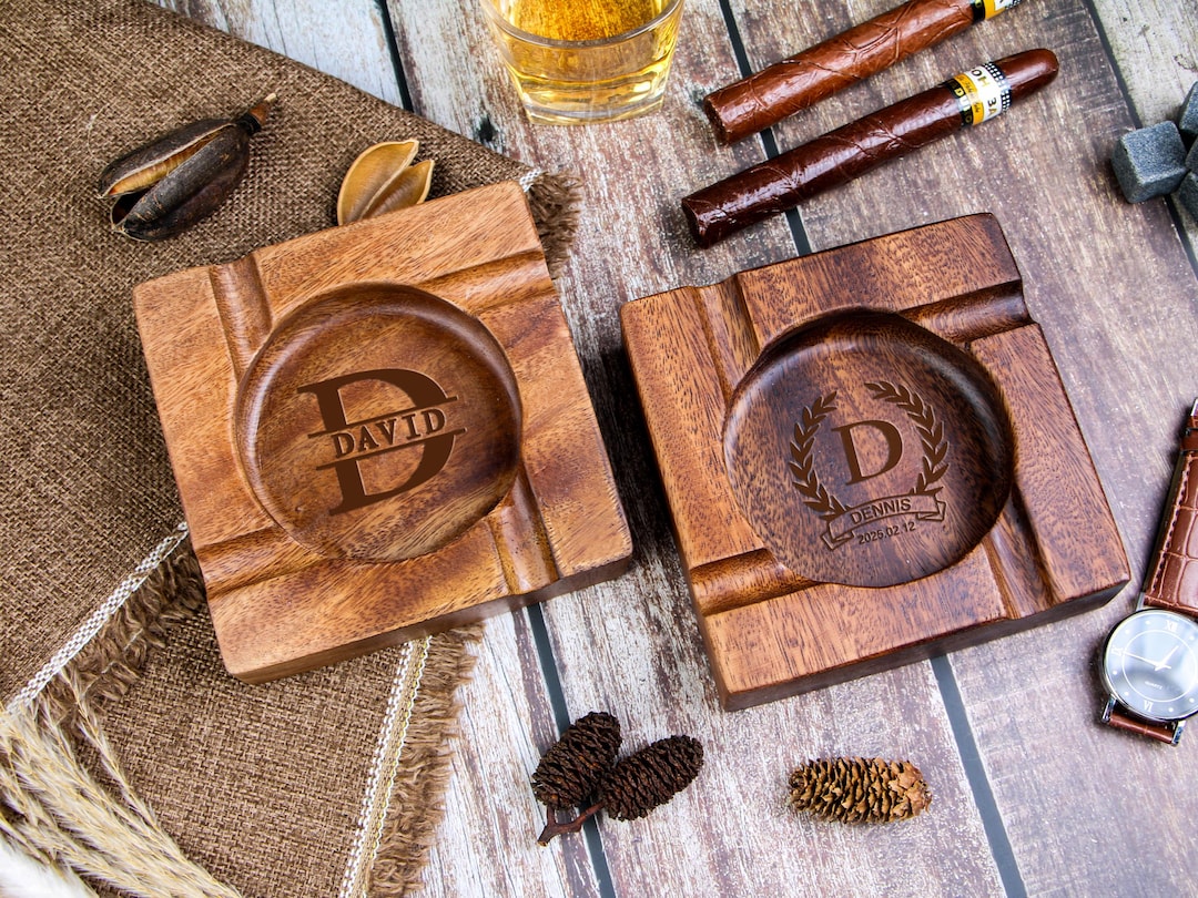 Personalized Wooden Cigar Ashtray, Custom Cigar Walnut Ashtray,cigar ...