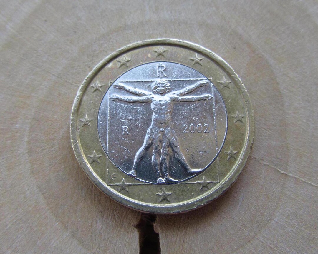 Rare 1 Euro Italy 2002, Rare Euro Coin, Da Vinci's Vitruvian Man Euro ...