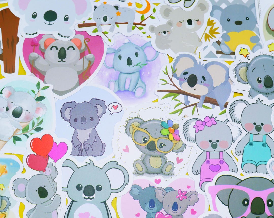 Koala Sticker Pack, 50 Pieces a Pack, Animals Stickers, Waterproof ...