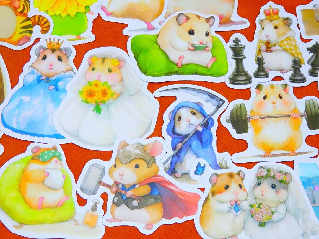Hamster Sticker Pack, 55 Pieces a Pack, Watercolour Animal Stickers ...