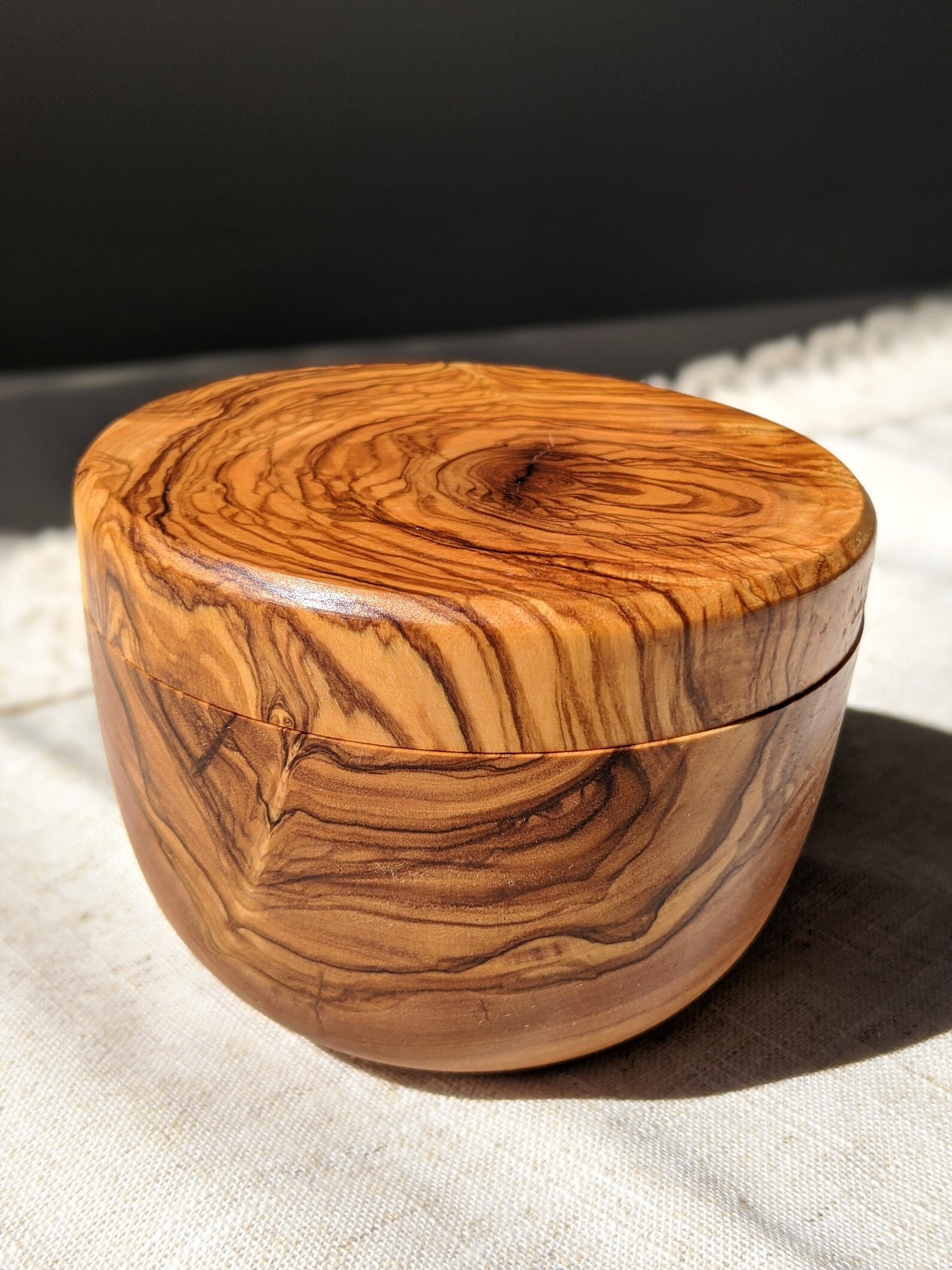 Hand-carved Olive Wood Salt Cellar With Magnetic Hinged Top Custom ...