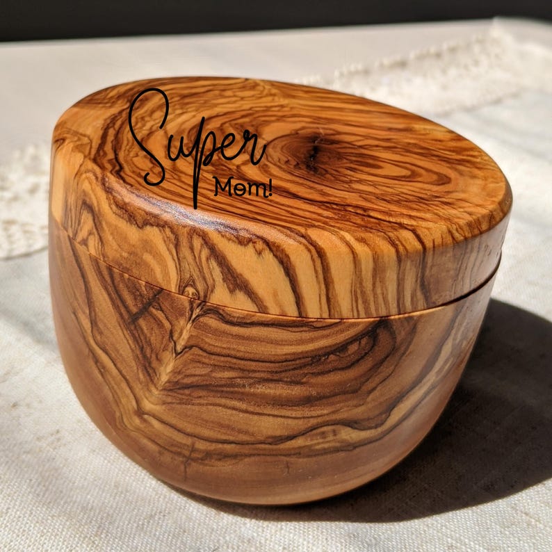 Hand-carved Olive Wood Salt Cellar With Magnetic Hinged Top + Custom ...