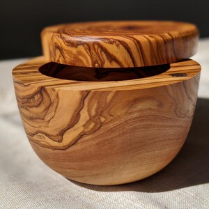 Hand-carved Olive Wood Salt Cellar With Magnetic Hinged Top + Custom ...