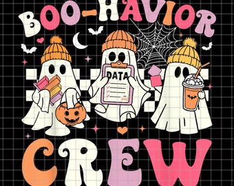 Behavior Analyst Halloween ABA Png, Cute Ghost Boo-havior Crew Png ...