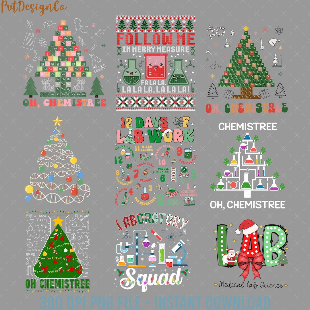 Chemistry Teacher Png Bundle, Teacher Christmas Png, Oh Chemistree ...