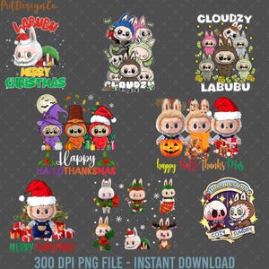 Cute Labubu Monster Bundle Png, Labubu Bundle, Cute Labubu Christmas ...