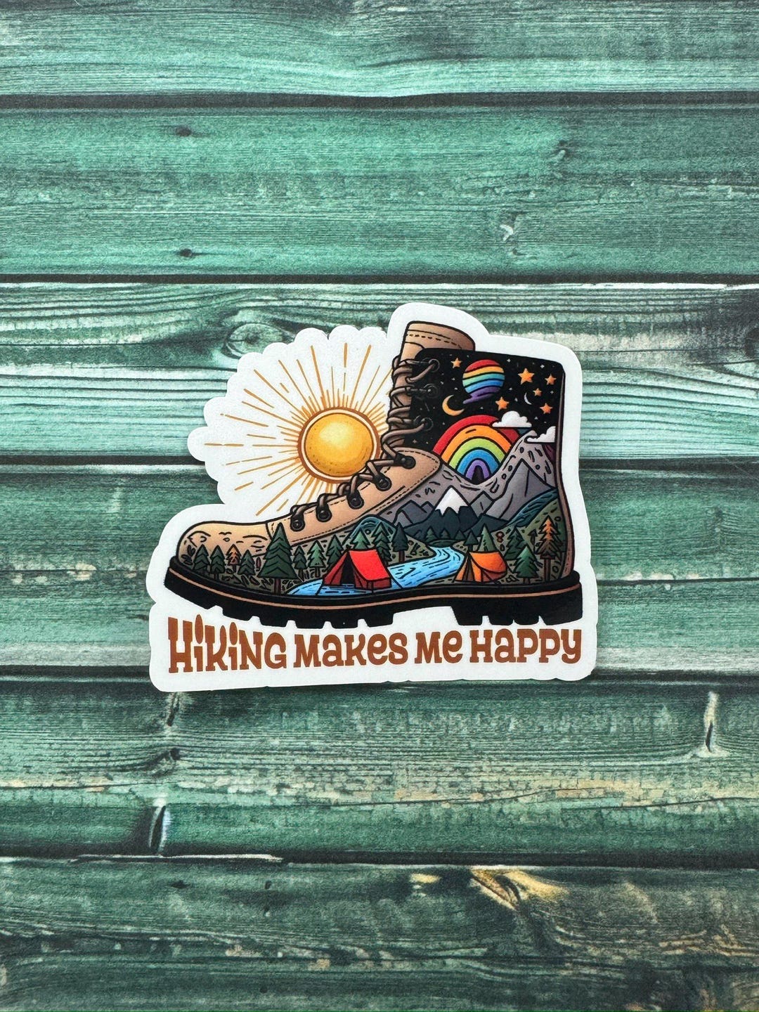 Hiking Makes Me Happy Weatherproof Sticker - Etsy