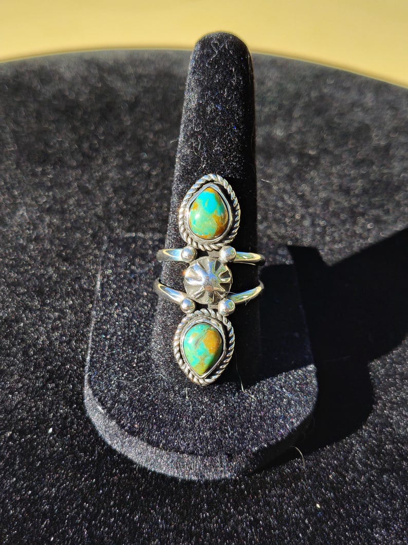 Number 8 Turquoise Sterling Silver Handcrafted Ring - Size 6, Long Ring ...
