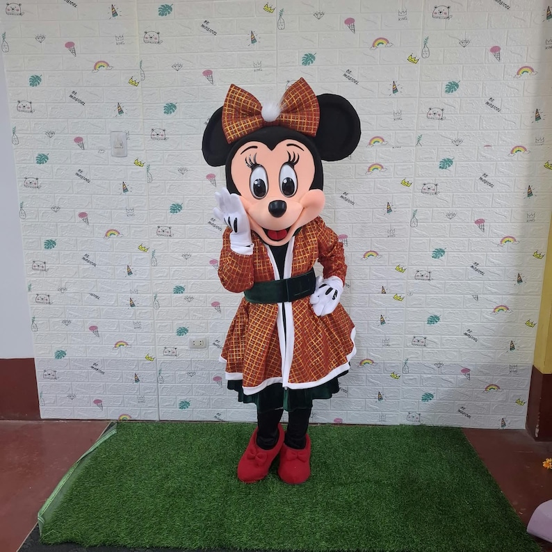 Handmade Mouse Girl Mascot Costume – Elegant Polka Dot Dress, Red Bow ...