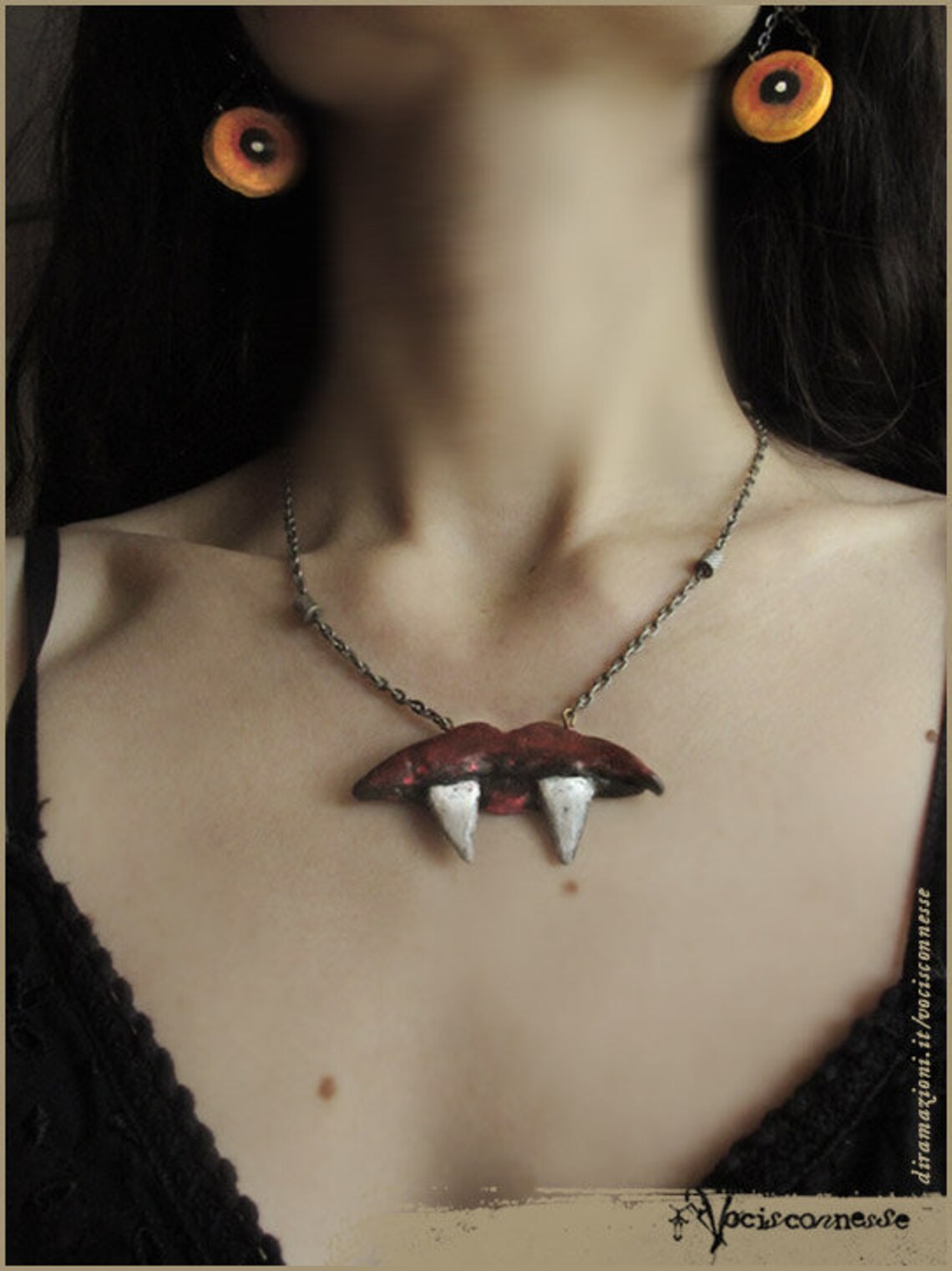 Wearing a Monster Surreal Necklace and Earrings Halloween - Etsy