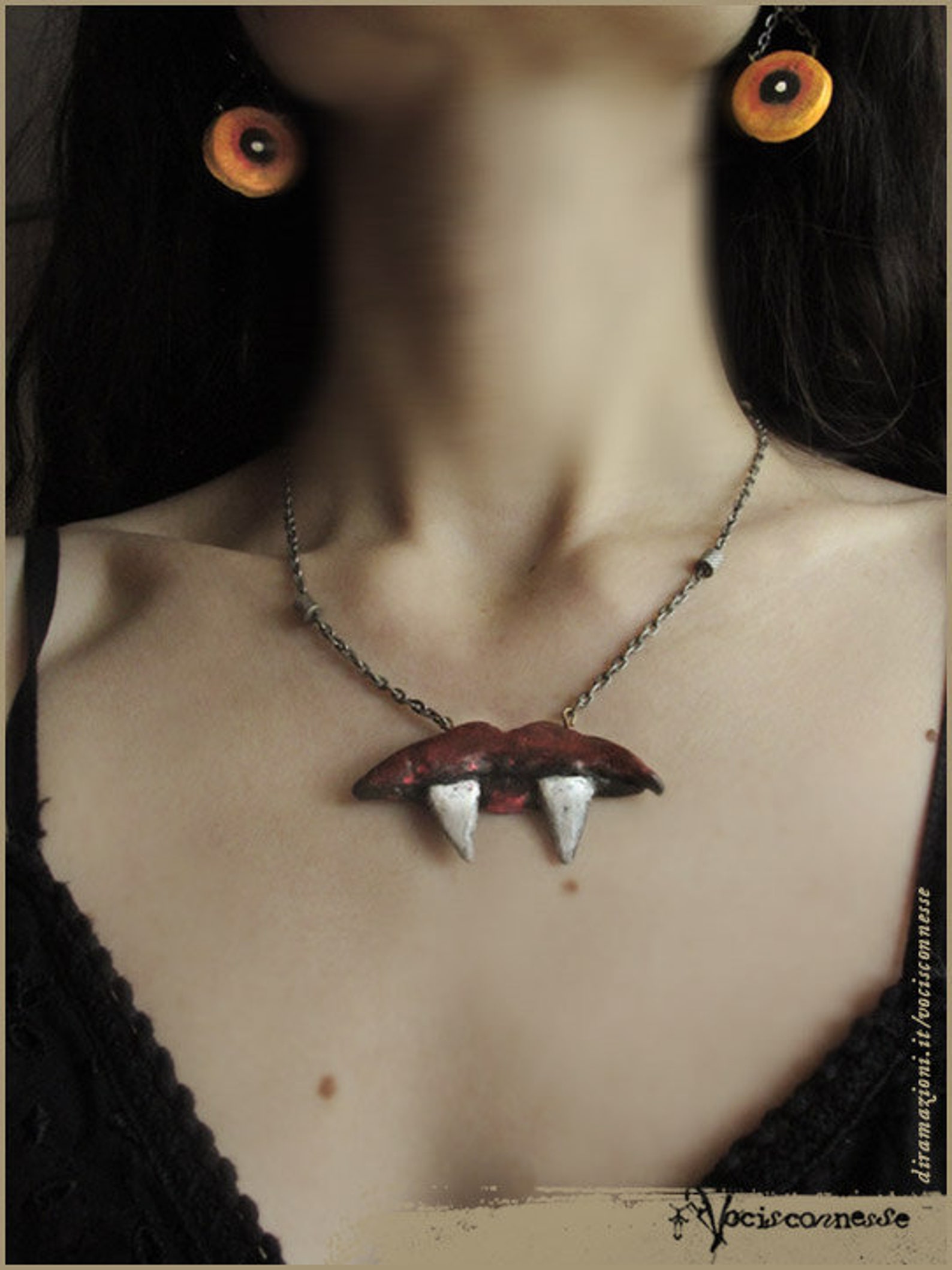 Wearing a Monster Surreal Necklace and Earrings Halloween - Etsy