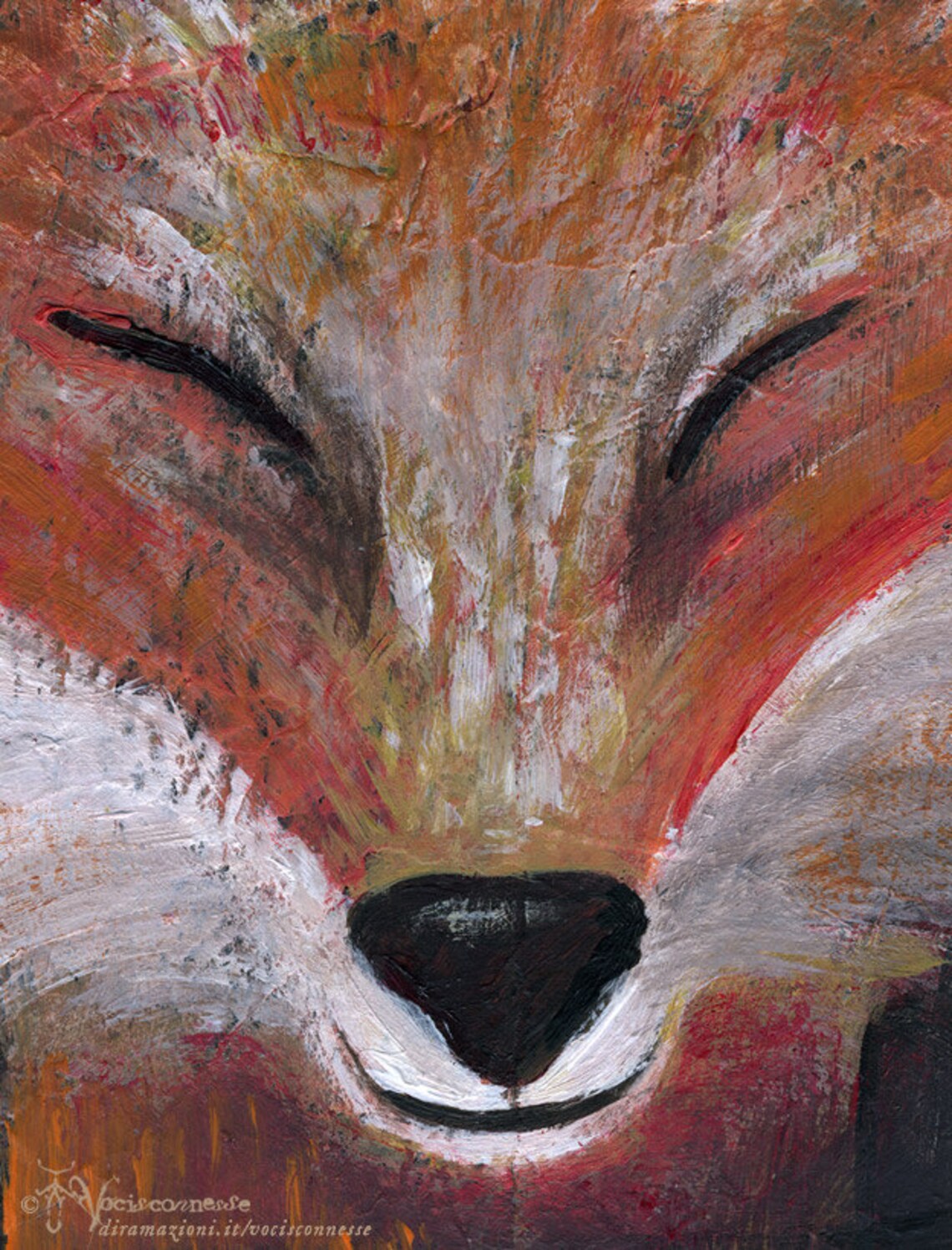 Fox Volpe Original Painting Free Shipping A4 21x297 - Etsy