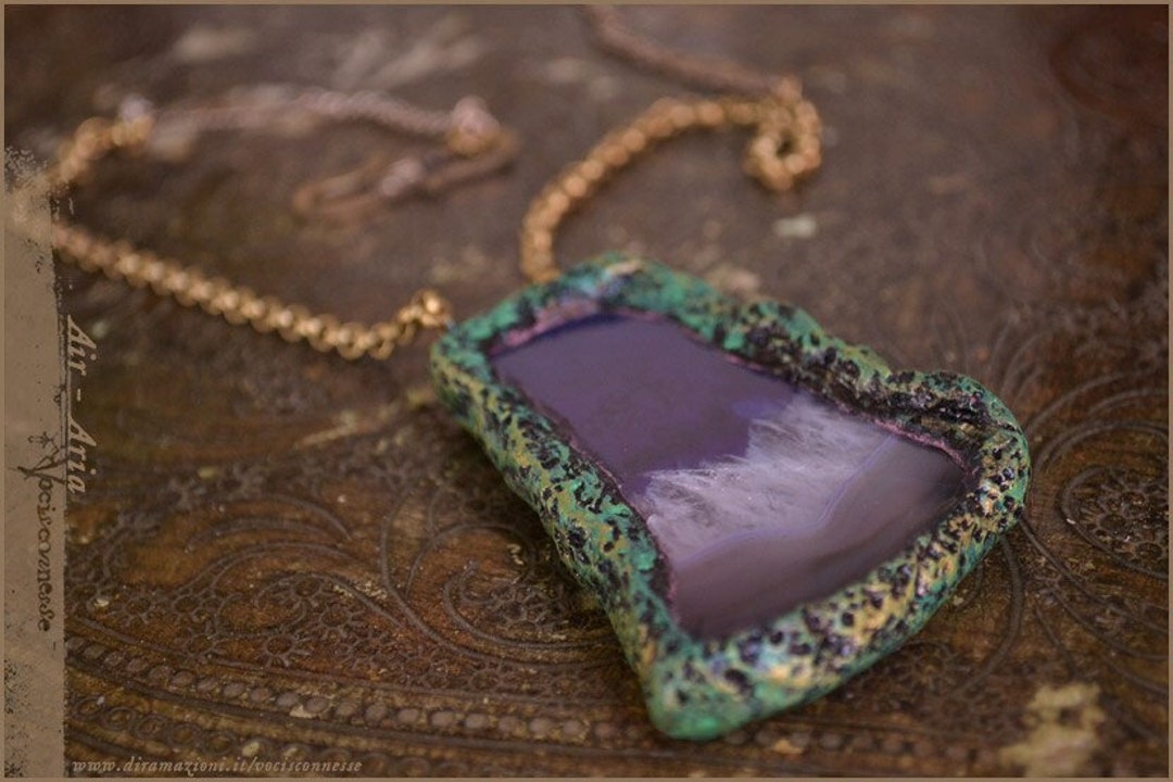 Collana Amuleto Elemento Aria - Air Amulet Necklace With Purple Agate ...
