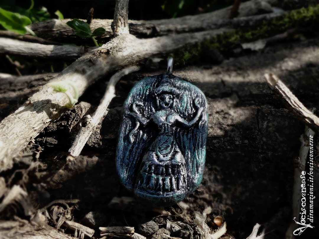Snake Goddess, Amulet Pendant - Medaillon Sculpture - Handmade Jewelry ...