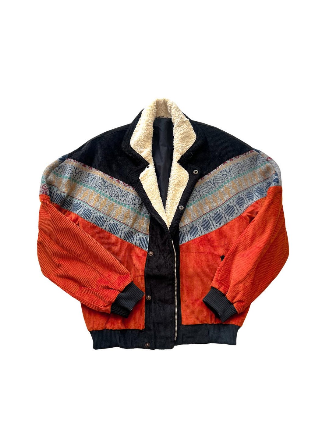 Navajo Fur Coat, Aztec Jacket, Sherpa Bomber Jacket, Vintage Rework ...