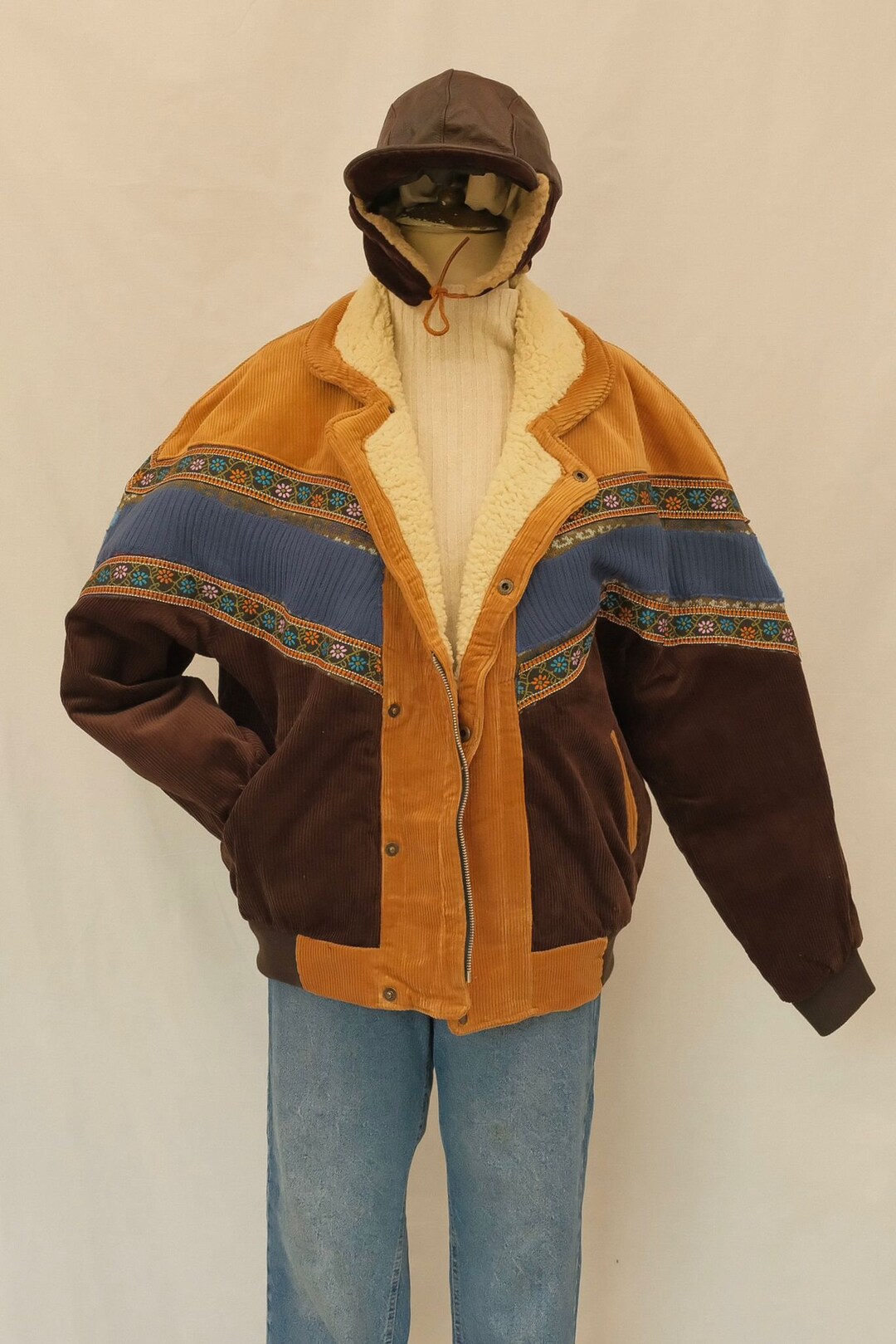 Navajo Fur Coat, Aztec Jacket, Sherpa Bomber Jacket, Vintage Rework ...