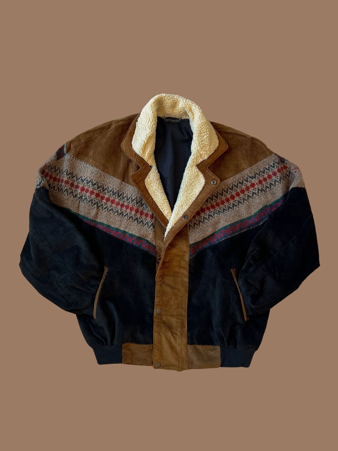 Navajo Fur Coat Aztec Jacket Sherpa Bomber Jacket Vintage Rework Style ...