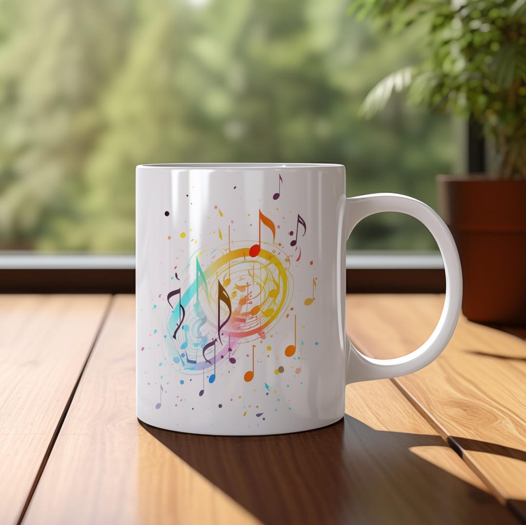 Music Lover Mug, Vibrant Music Notes Mug, Colorful Music Lover Gift ...