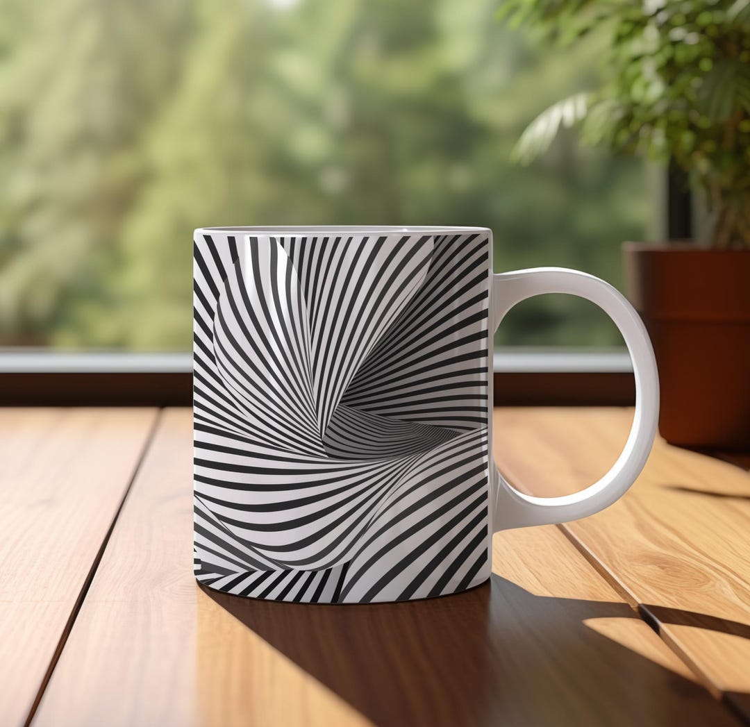 3D Black & White Mug, Design Inspired on EVH Guitar, Retro Music Lover ...