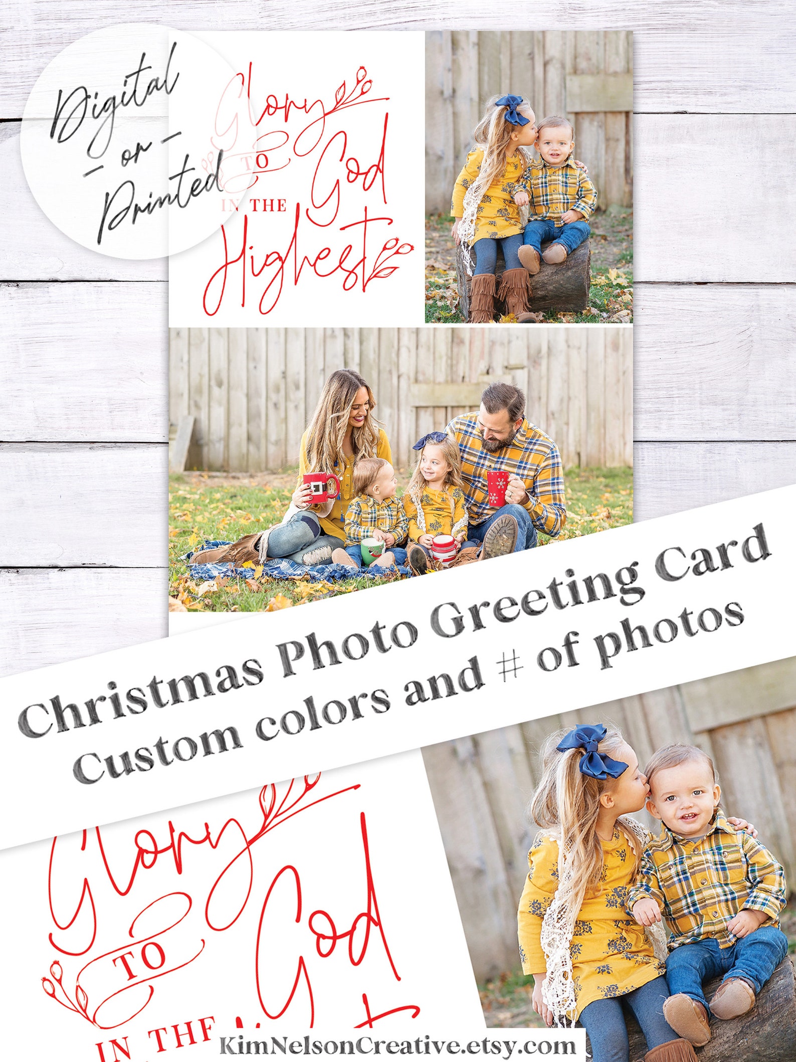 Glory to God Religious Christmas Photo Card Custom Christmas - Etsy