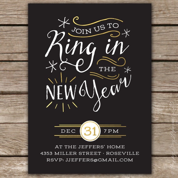 Ring in the New Year - DIGITAL Custom New Year's Party Invitation by ...