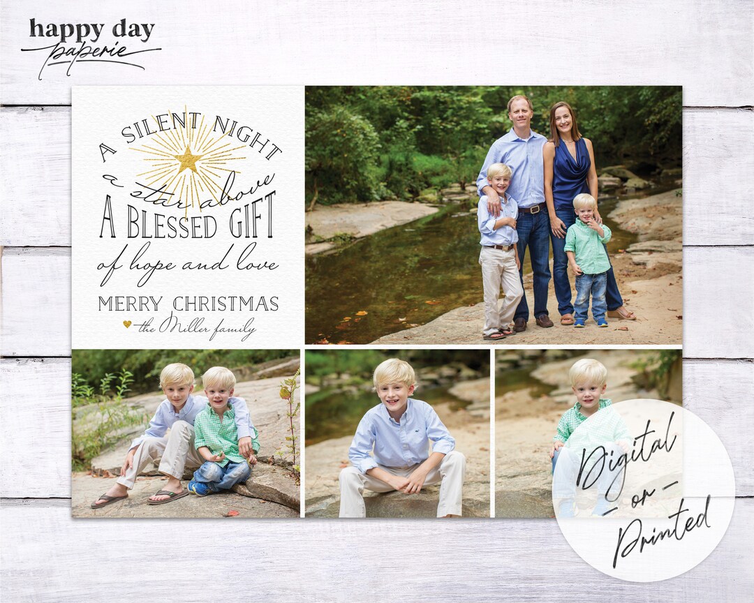 Silent Night - DIGITAL or Printed Custom Christmas Holiday Photo Card ...
