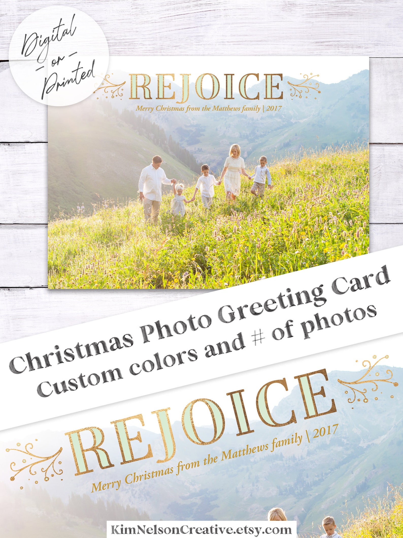 Rejoice Christmas Photo Card, Custom Christmas Card, DIGITAL or Printed ...
