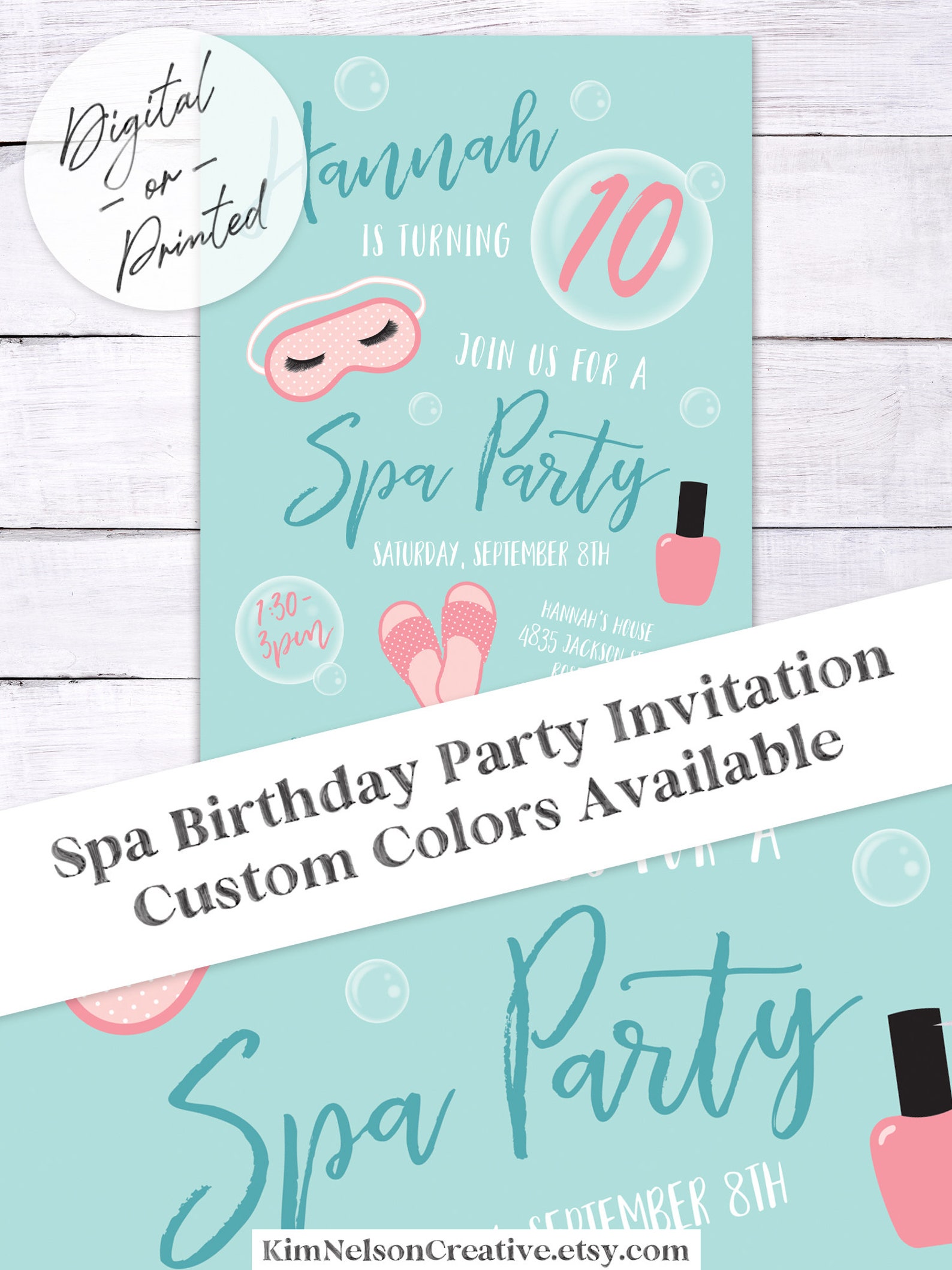 Spa Birthday Party Invitation Spa Party Invite Custom - Etsy