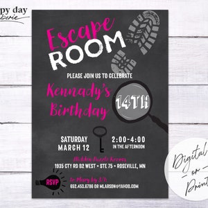Escape Room Birthday Party Invitation | Custom | DIGITAL or Printed ...