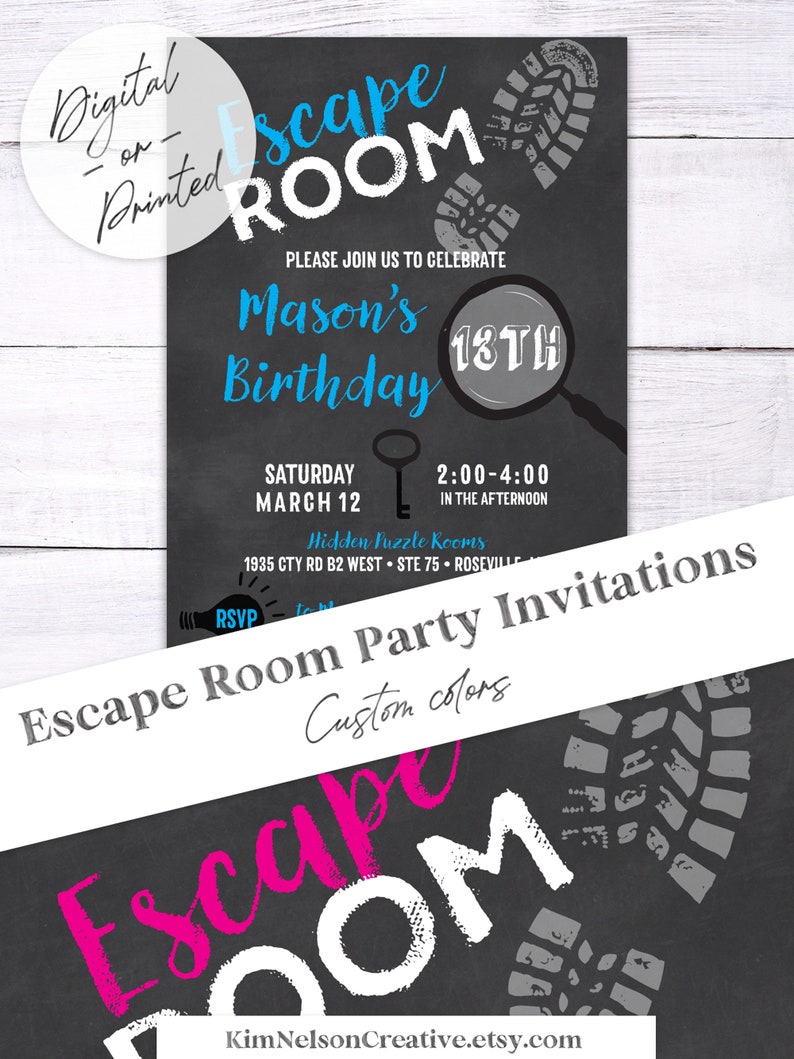 Escape Room Birthday Party Invitation Custom DIGITAL or - Etsy