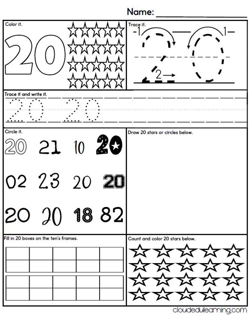 1-20 Number Identification, Counting, and Writing Numbers - Etsy