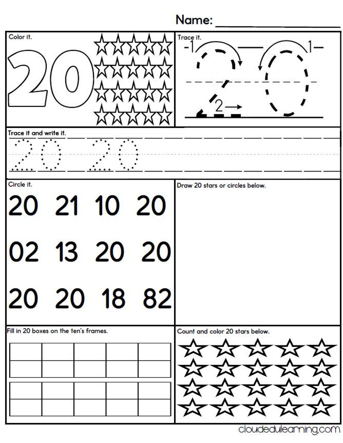 1-20 Number Identification, Counting, and Writing Numbers - Etsy
