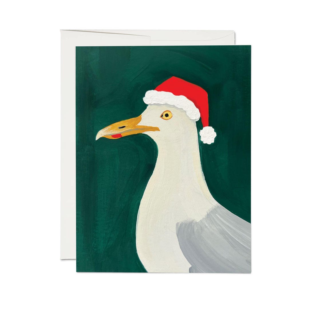 Holiday Christmas Card Seaside Santa Gull - Etsy