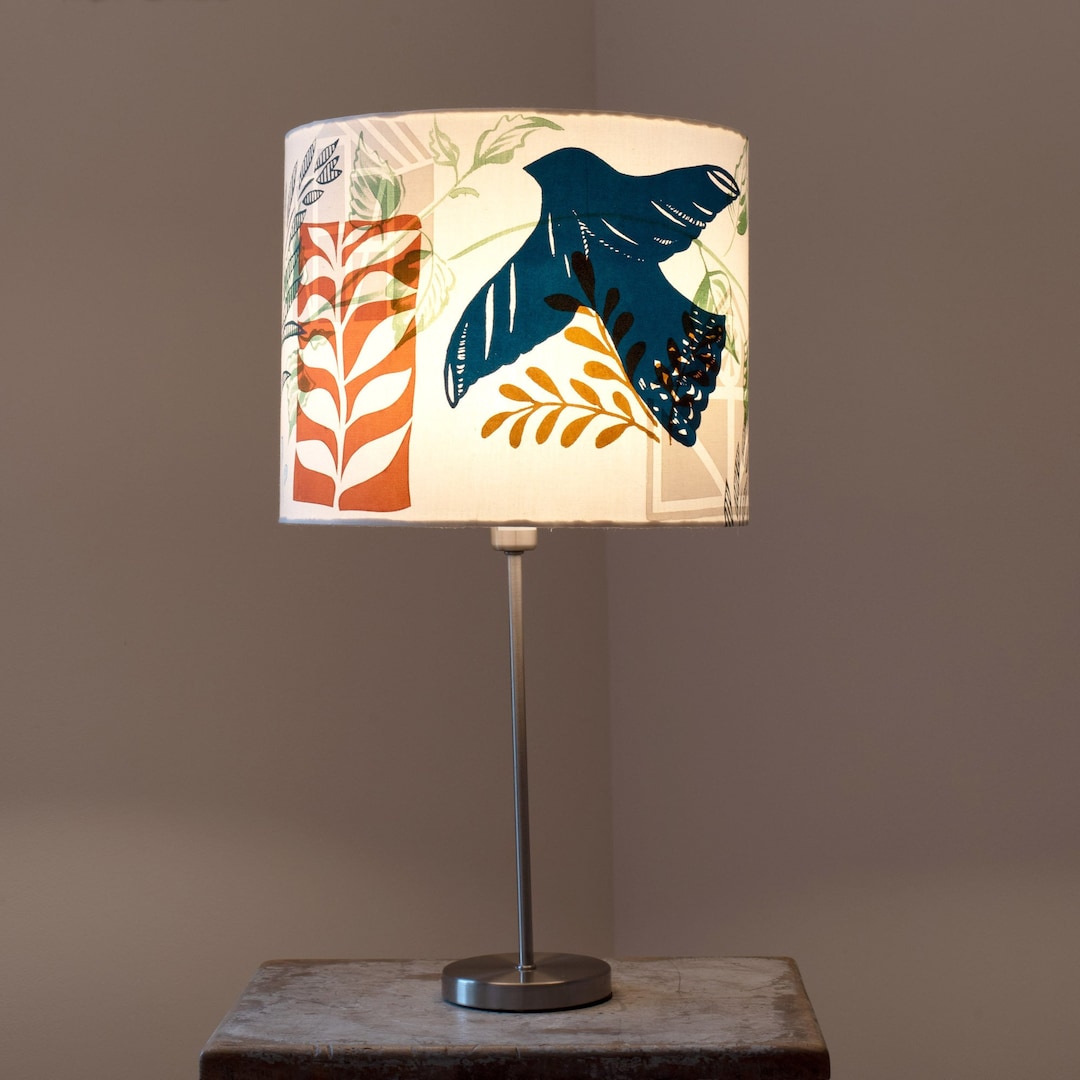 Blue Bird Light Shade/hand Printed/tablelight Shade/ceiling Shade ...