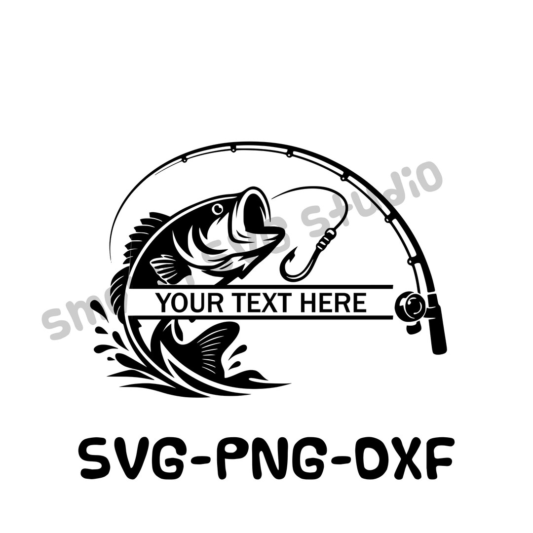 Personalized Custom Text Monogram Bass Fish Svg Bundle | Plus No Text ...