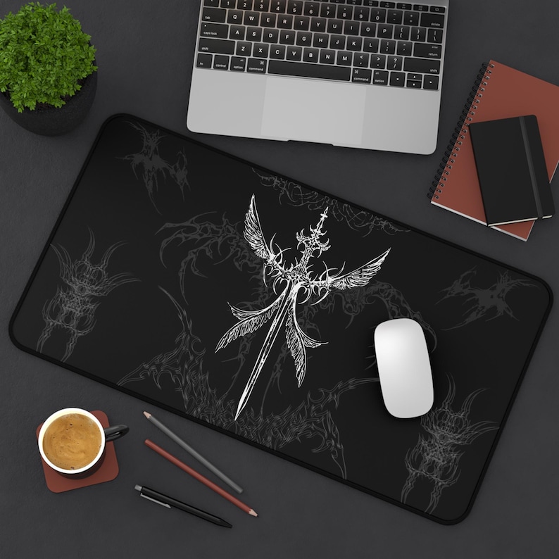 Angel Sword Mouse Pad, Cybersigilism Desk Mat, Edgy Gaming Decor - Etsy