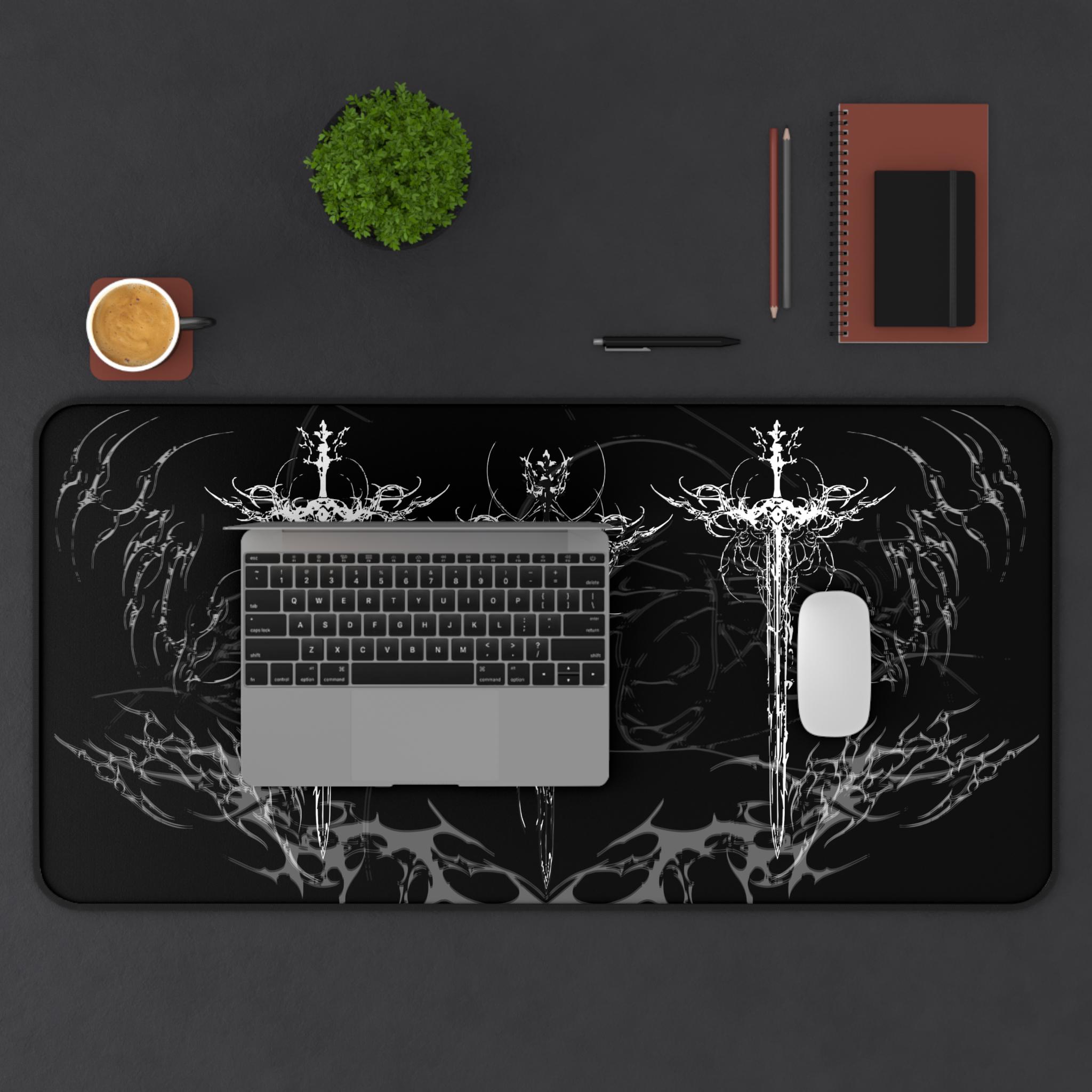 Cybersigilism Swords Desk Mat, Vibrating Background Gaming Mouse Pad ...